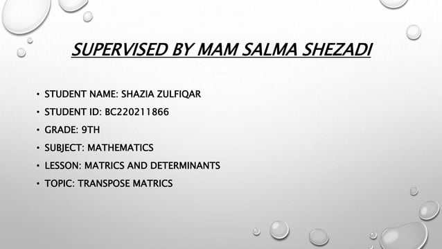 Transpose of matrix | PPTX
