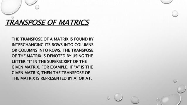 Transpose of matrix | PPTX