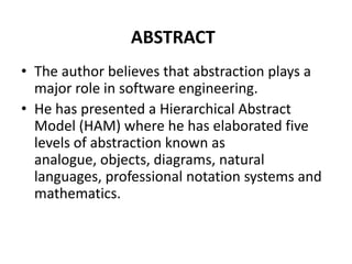 A HIERARCHICAL ABSTRACTION MODEL FOR SOFTWARE ENGINEERING | PPTX