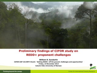 Preliminary findings of CIFOR study on REDD+ proponent challenges | PPT