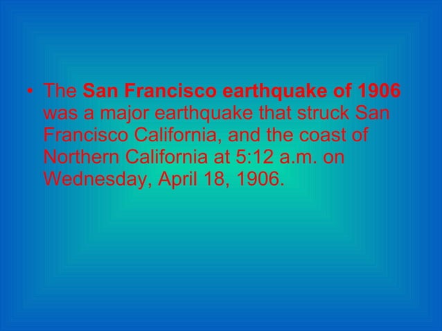 San Francisco earthquake 1906 | PPT