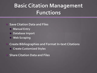 Flow, RefWorks, Mendely, Zotero: Citation Management Tools For Research ...