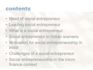 social entrepreneurship in the context of microfinance | PPTX