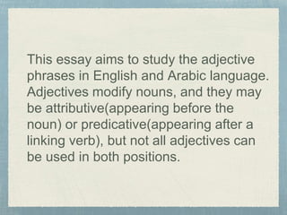 Adgectives in English and Arbic | PPTX