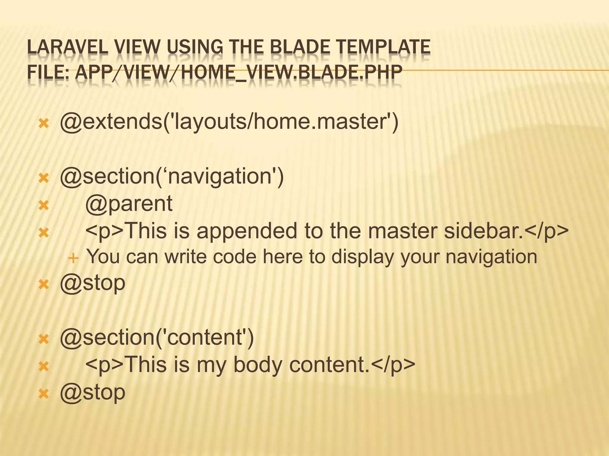Blade Template and Laravel | PPT