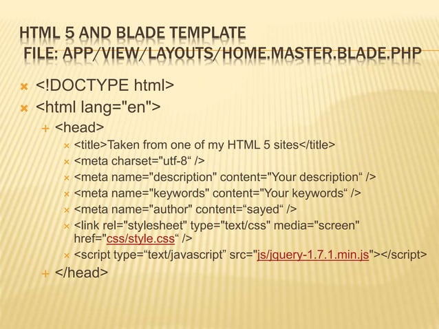 Blade Template and Laravel | PPT