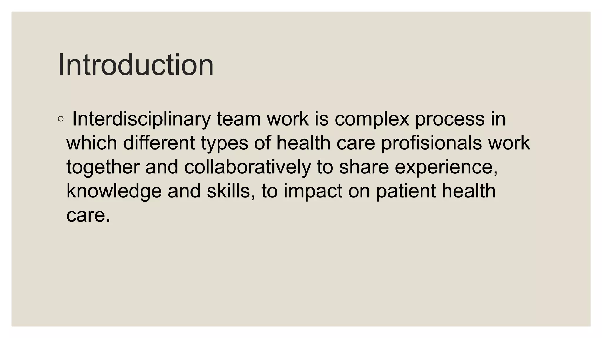 Interdisciplinary Team | PPTX
