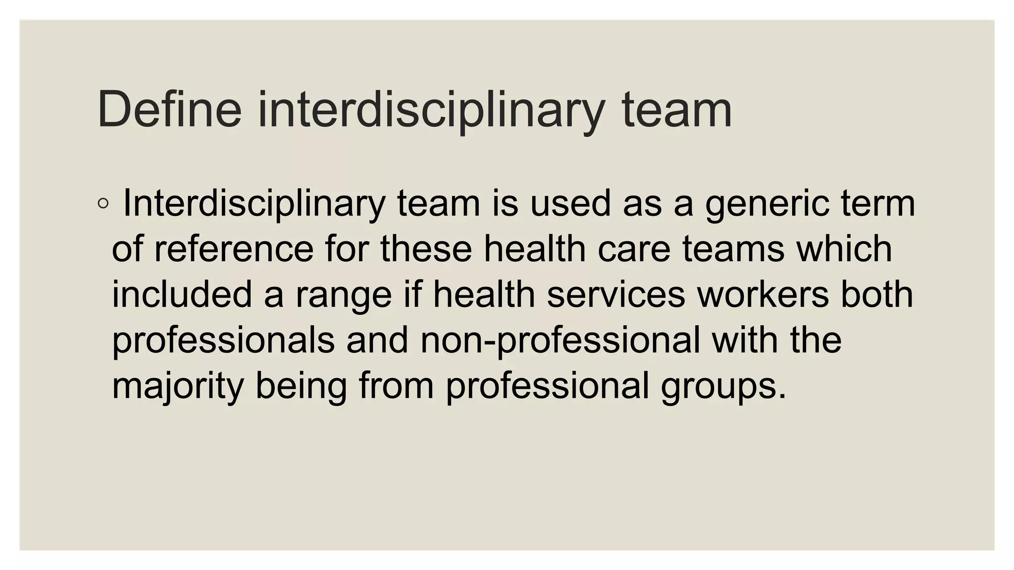 Interdisciplinary Team | PPTX