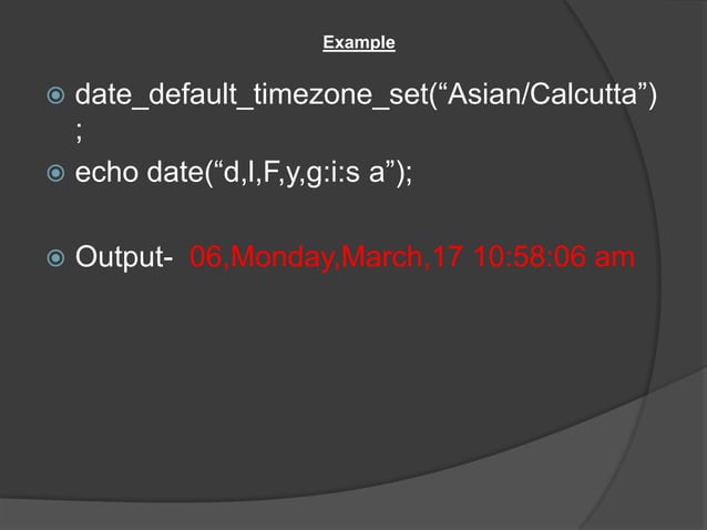 PHP Date and Time Function | PPT