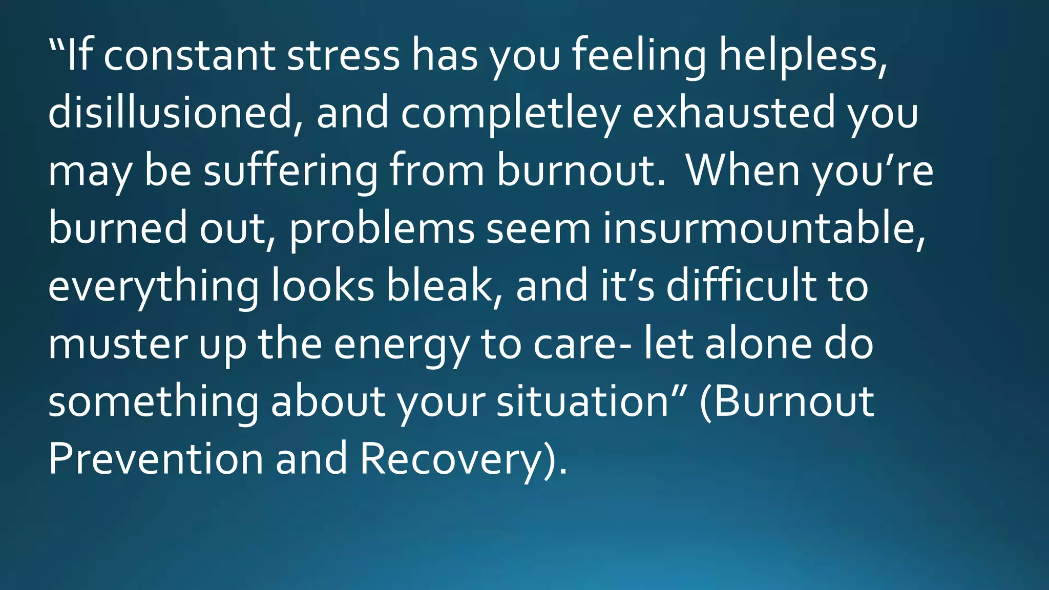 Burnout Among Health Professionals | PPTX