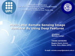 Multi-label Remote Sensing Image Retrieval based on Deep Features | PDF