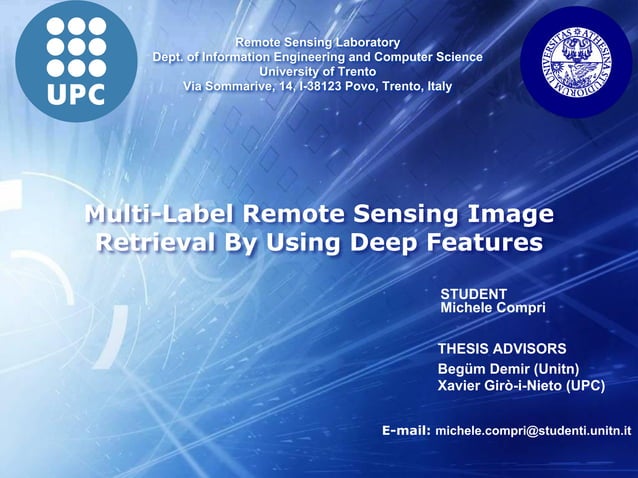 Multi-label Remote Sensing Image Retrieval based on Deep Features | PPT