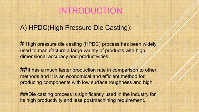 minimum porosity formation in pressure die casting by taguchi method | PPTX