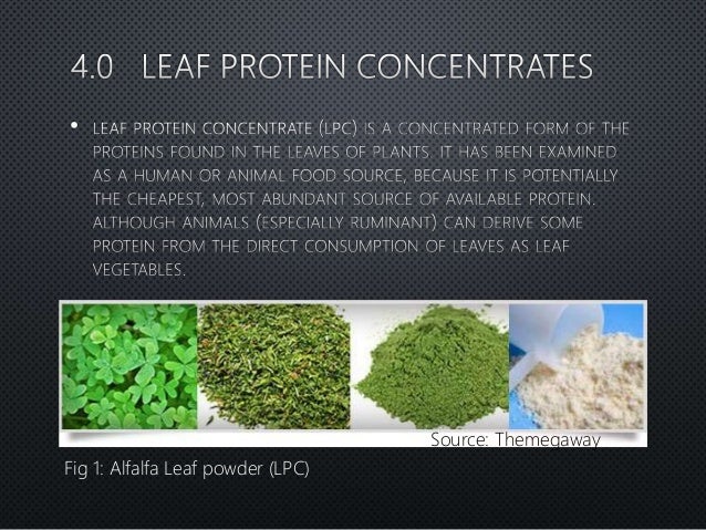 Single Cell Protein And Leaf Protein Concentrates As Alternative Sour