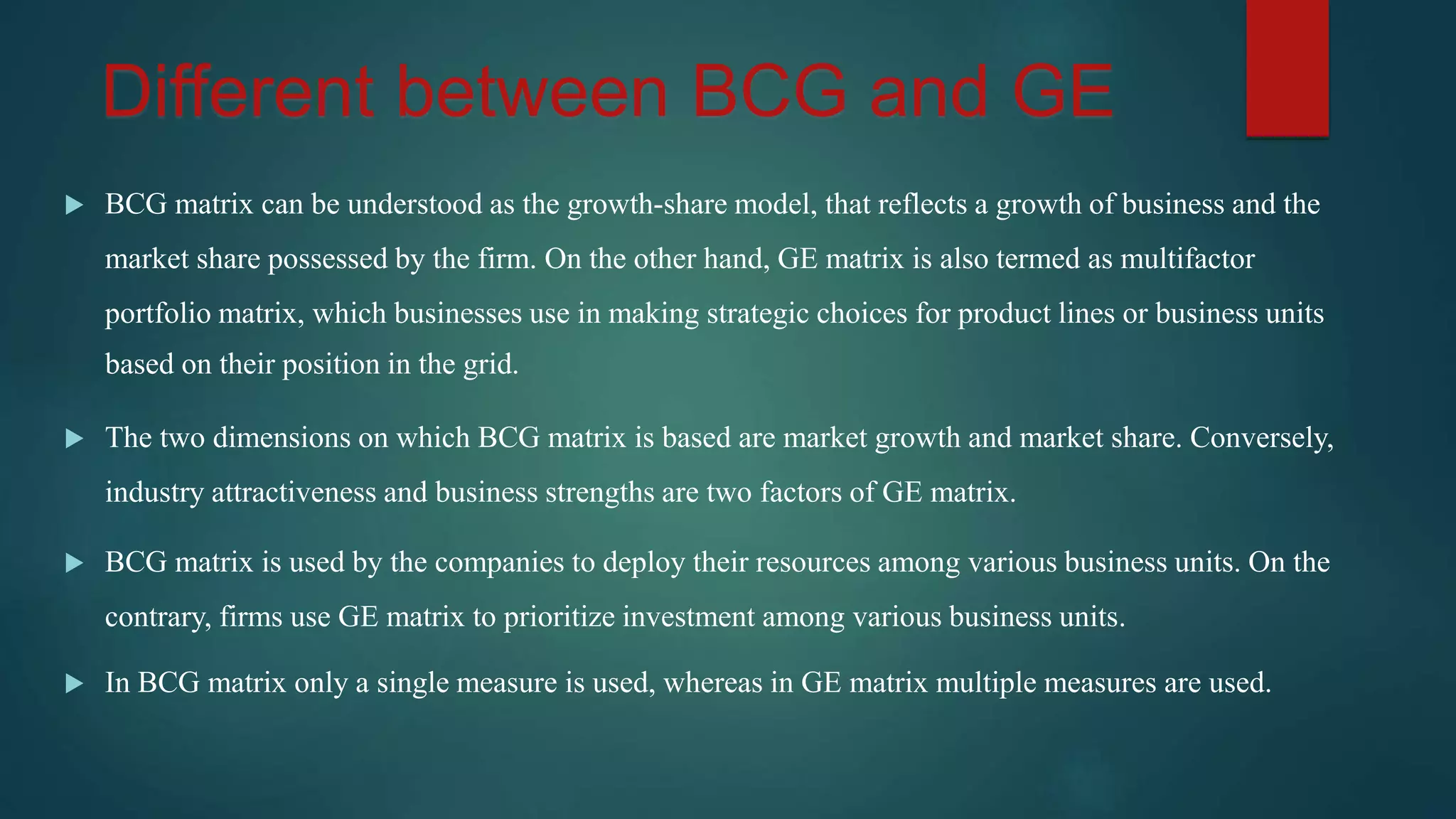GE Matrix and explanation | PPTX