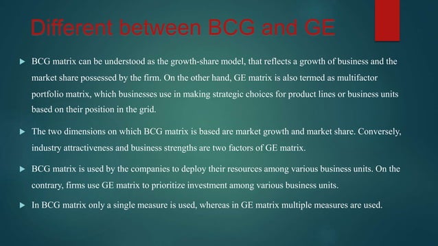 GE Matrix and explanation | PPTX | Business Administration | Business