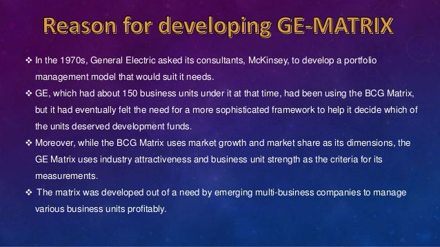 GE Matrix and explanation