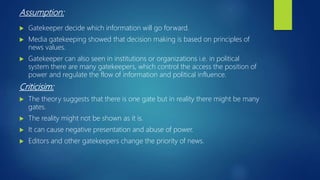 Agenda Setting and Gate keeping theory | PPTX