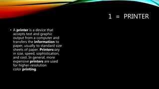 computer hardware basic information | PPTX | Computer Peripherals | Computing