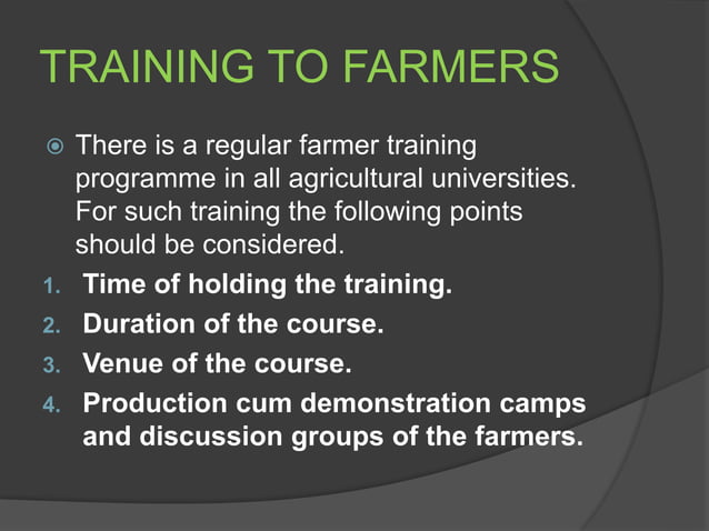CAPACITY BUILDING OF EXTENSION PERSONNEL AND FARMERS | PPTX | Agriculture | Industries