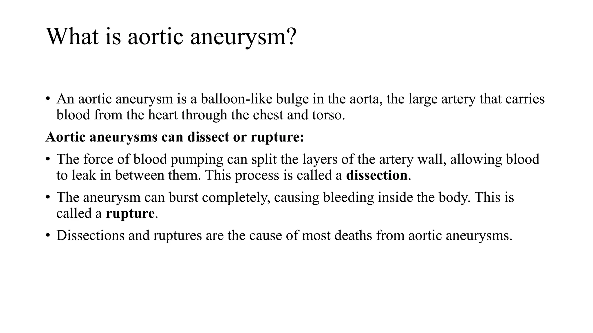 Aortic Aneurysm: Diagnosis, Management, Exercise Testing, And Training ...