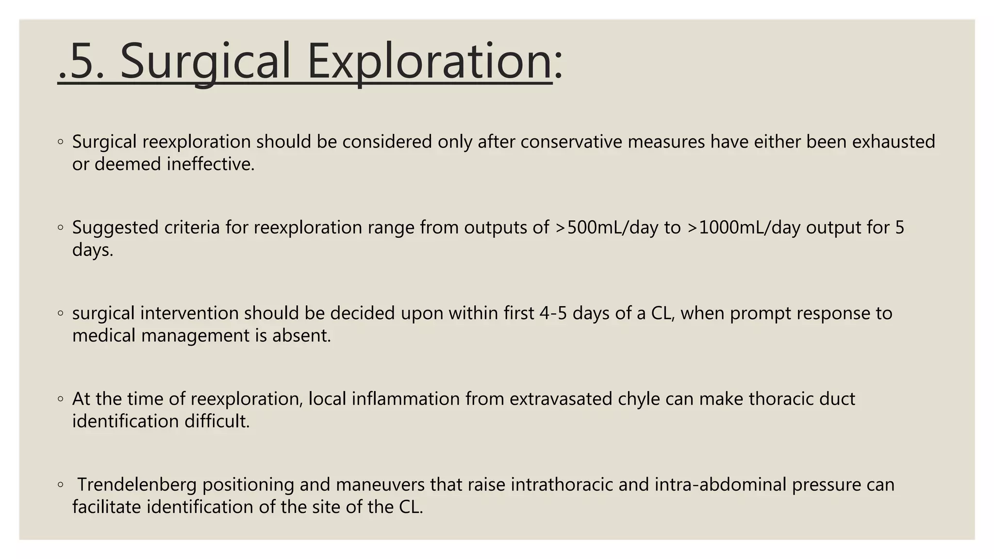 Management of Chyle leakage after head and neck surgery - DIKIOHS DUHS ...