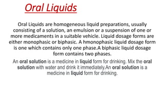 Liquids in pharmacy | PPTX