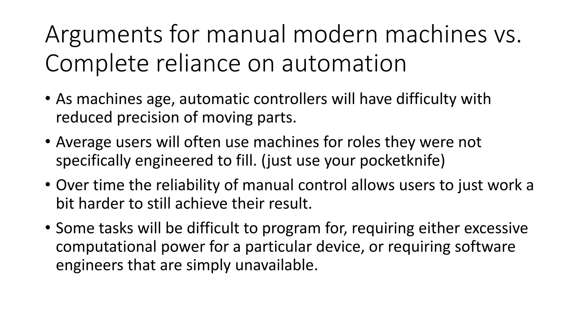 first arguments for complex controllers and manual robotics | PPT