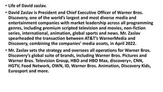David zaslav | PPTX | Television | Entertainment