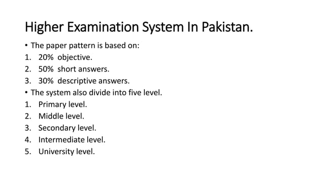 Examination System in Pakistan | PPTX