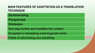 translation techniques adaptation | PPTX