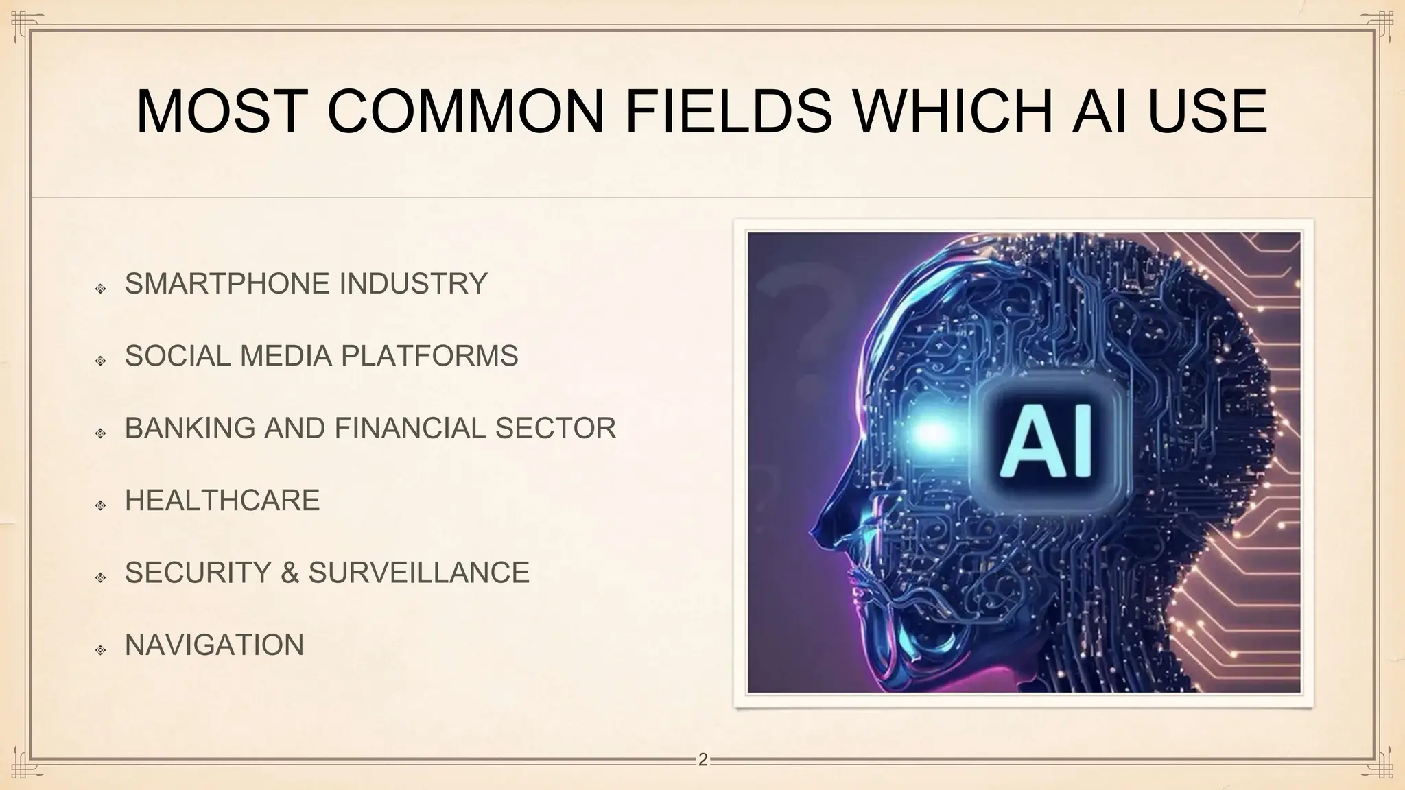 Fields of artificial intelligence | PPTX