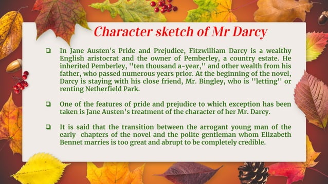 Character Analysis of Mr. Darcy from Pride and Prejudice | PPT