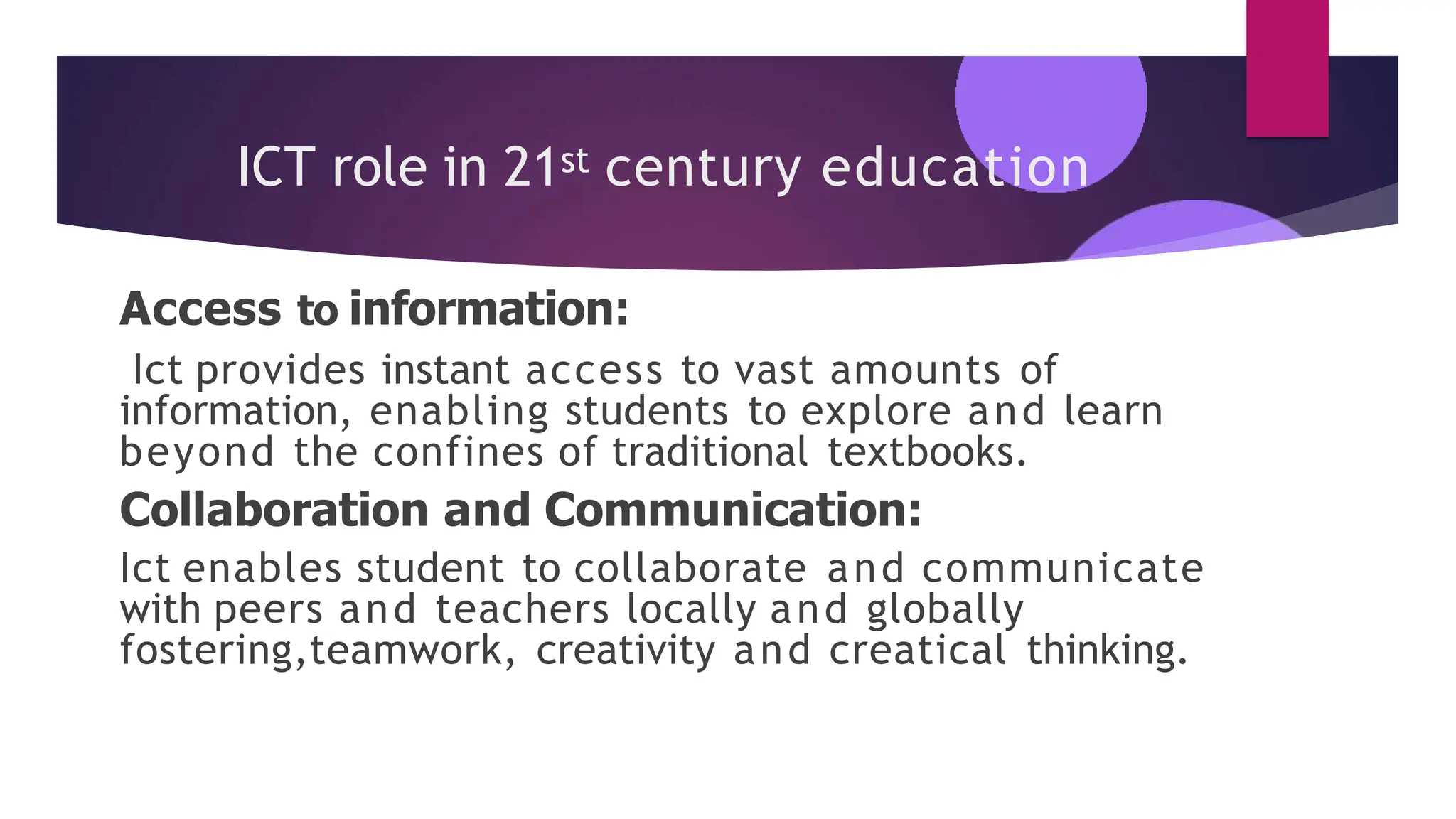 Role of ICT in 21st century education and it's challenges | PPTX