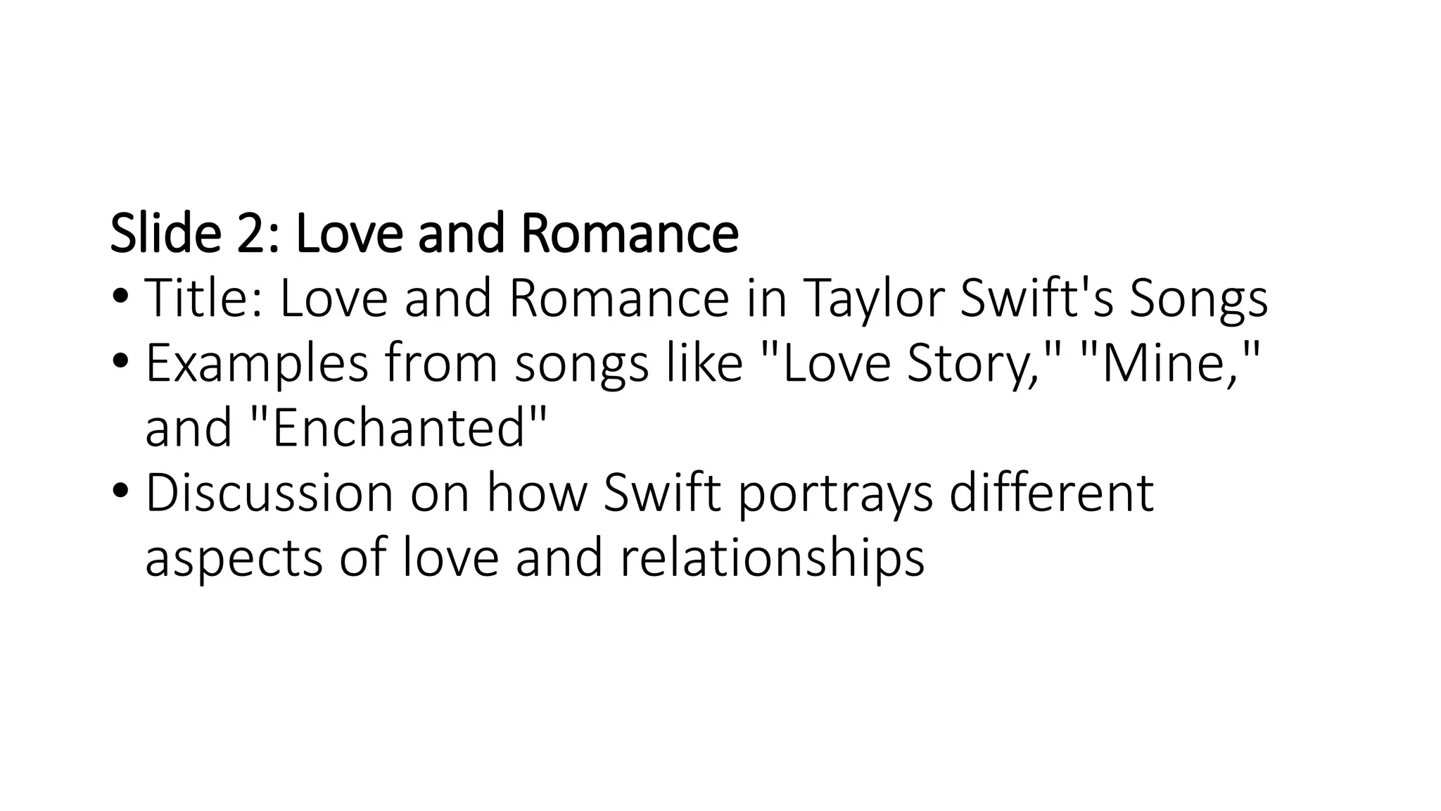 Open floor for questions and further exploration of Taylor Swift's song ...