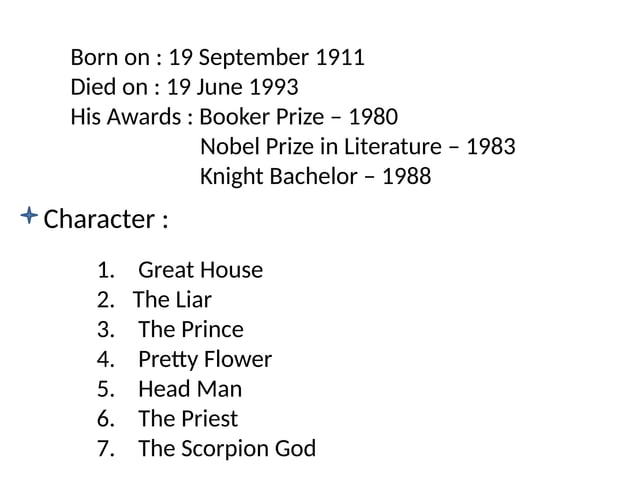 'The Scorpion God' by william golding (collection) | PPTX