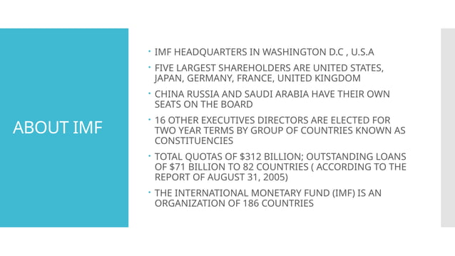 Presentation 3 on International Monetary Fund | PPT