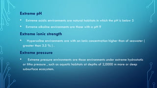 Microorganisms inhibiting extreme environment | PDF