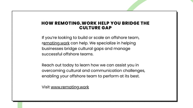 Bridging Cultural Differences for Stronger Offshore Teams | PDF