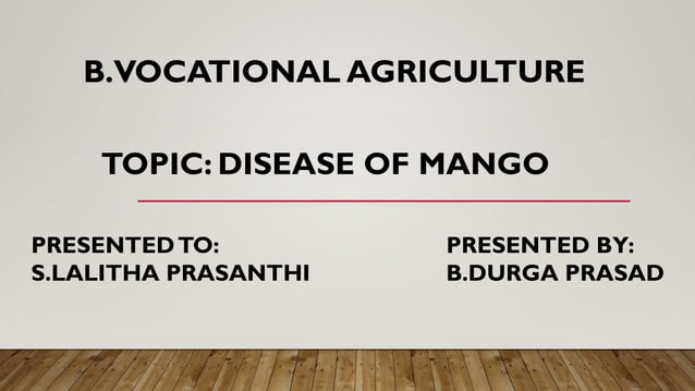 Diseases of mango ppt - presentation. Ppt | PPTX