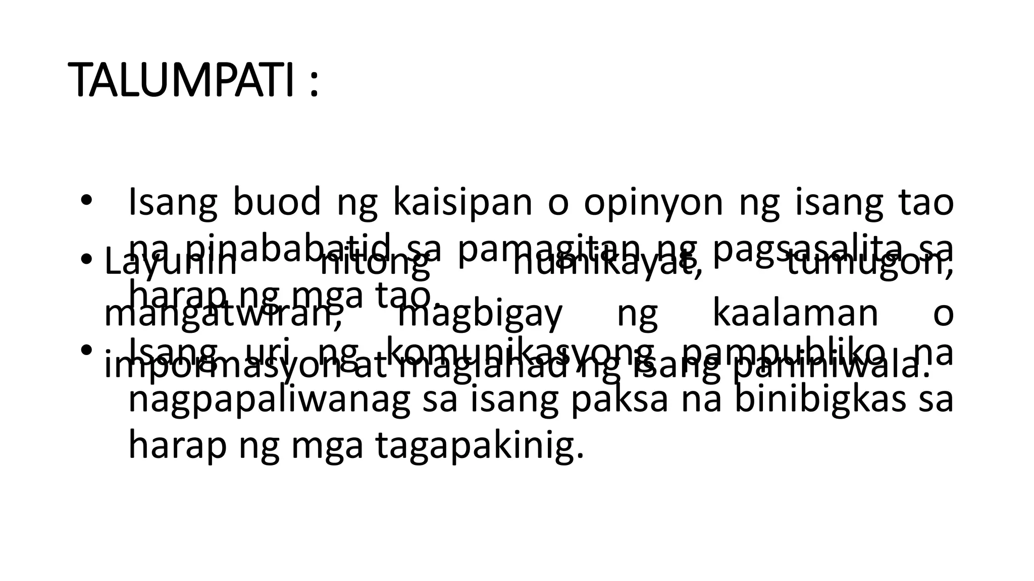 Talumpati 101 Filipino Grade 12 | PPTX