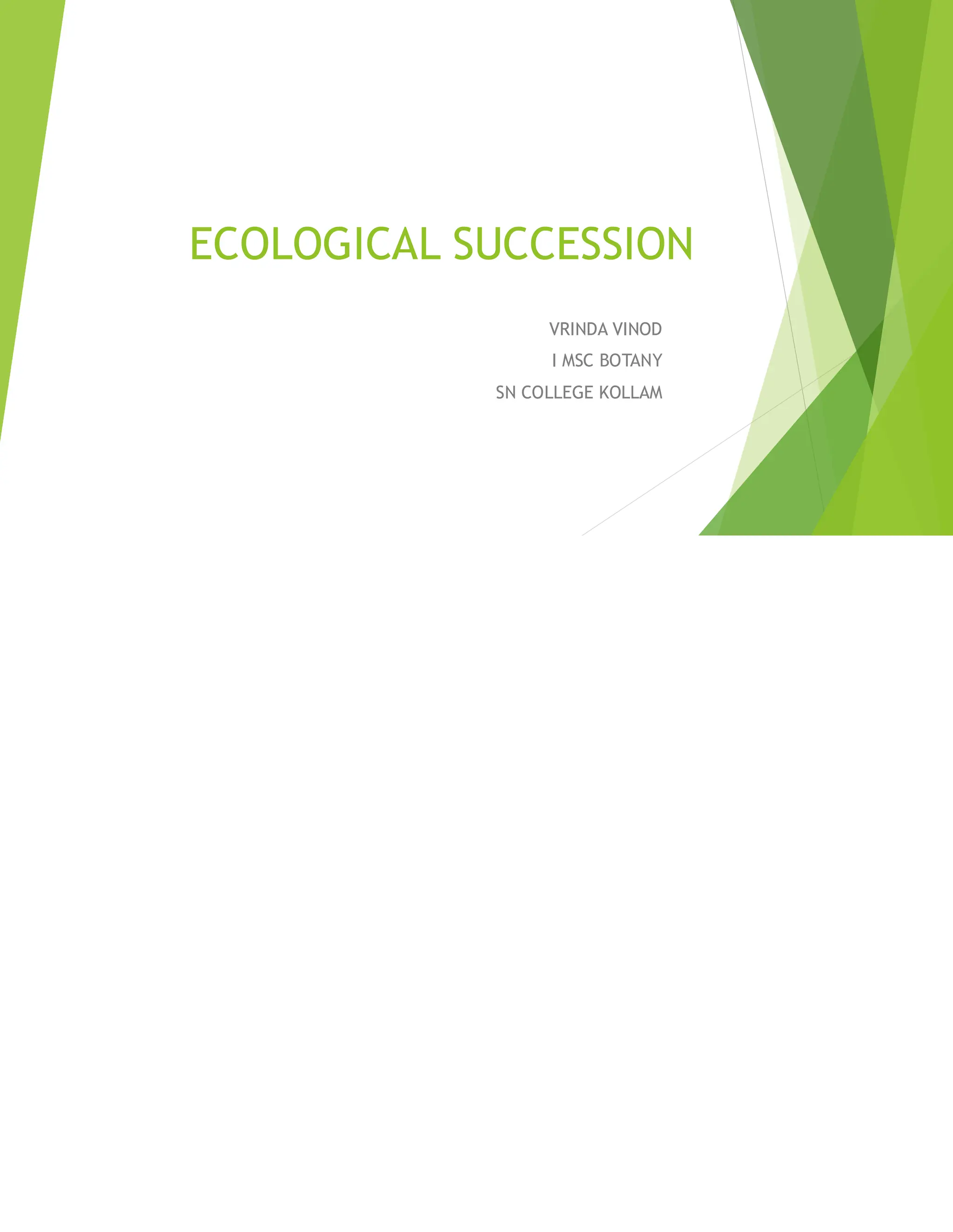 Ecological succession,types , mechanism,example | PDF