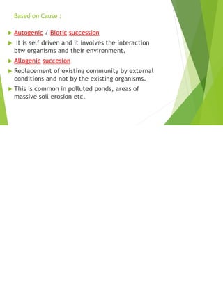 Ecological succession,types , mechanism,example | PDF