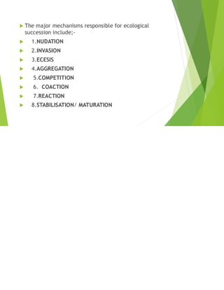 Ecological succession,types , mechanism,example | PDF
