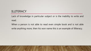 illiteracy and education in Pakistan | PPT