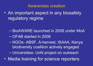 Biosafety regulation in Kenya - past, present & future | PPT