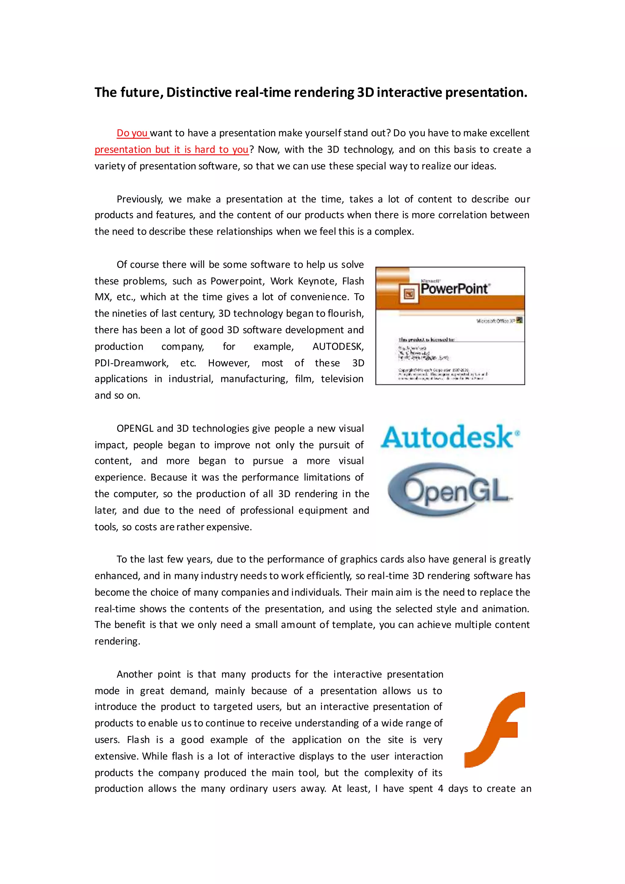 3d Interactive presentation software | DOCX