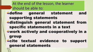 Power point General Statement & Specific Details | PPTX