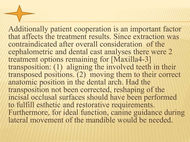 Transposition tooth corrected by orthodontic | PPTX