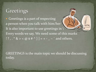 Presentation #3 language and greetings | PPT